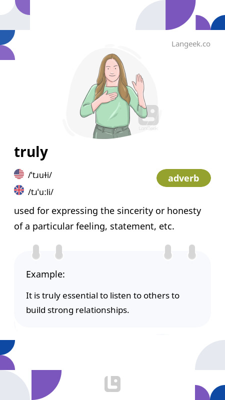 Definition & Meaning of "Truly" | Picture Dictionary