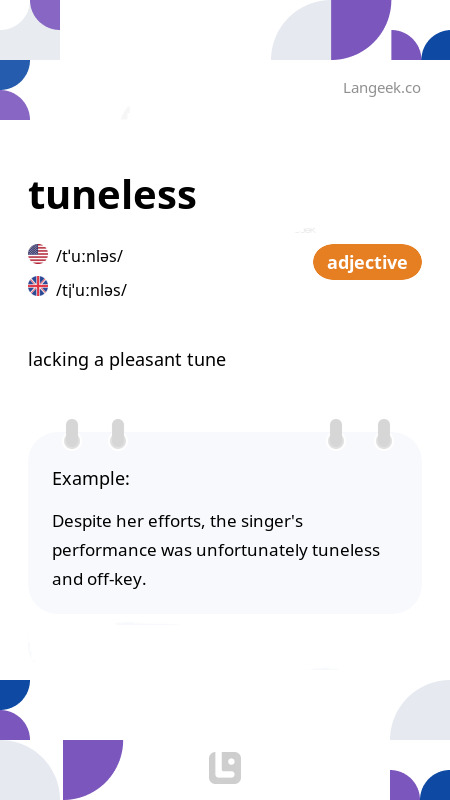 Definition & Meaning of "Tuneless" | Picture Dictionary