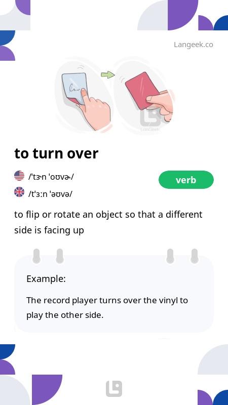 Definition & Meaning of "Turn over" | Picture Dictionary