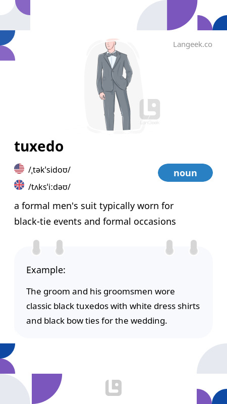 Definition & Meaning of "Tuxedo" | Picture Dictionary