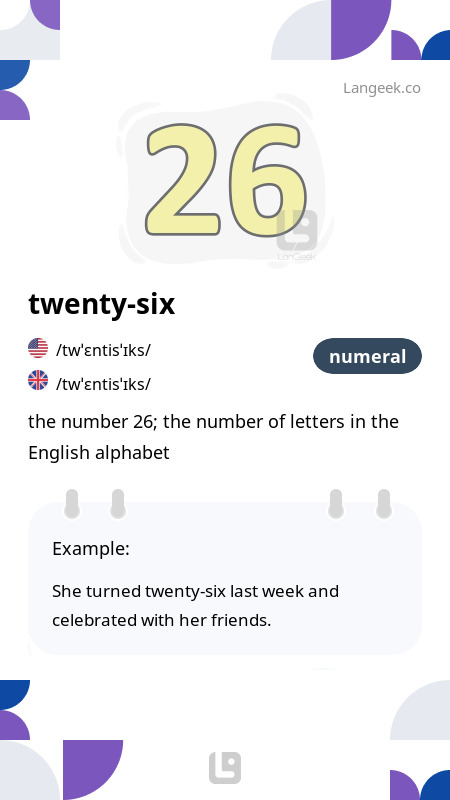 Definition & Meaning of "Twenty-six" | Picture Dictionary