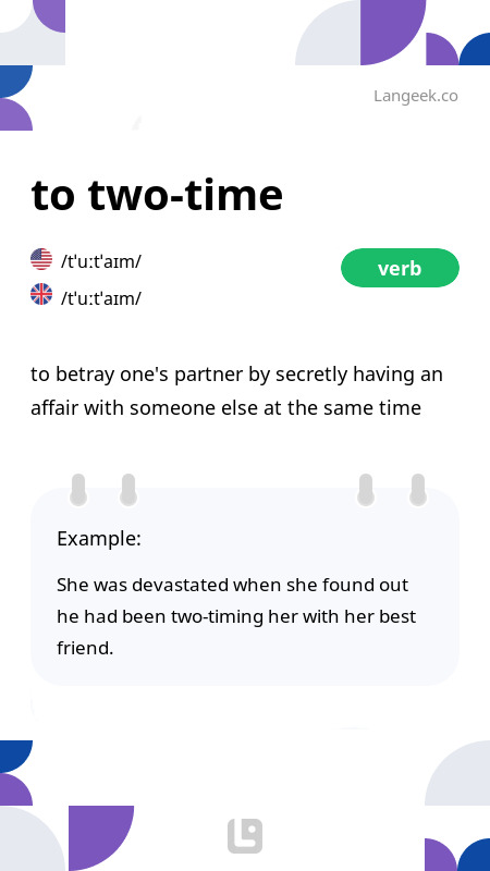 Definition & Meaning of "Two-time" | Picture Dictionary