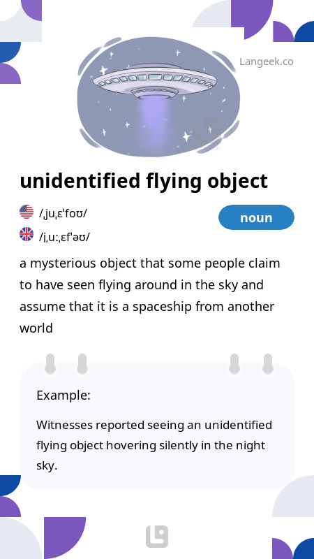 Definition & Meaning of "Unidentified flying object" | Picture Dictionary