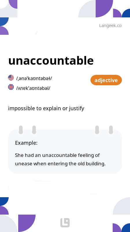 Definition & Meaning of "Unaccountable" | LanGeek