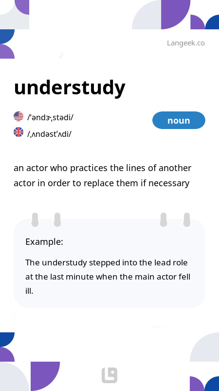 Definition & Meaning of "Understudy" | Picture Dictionary