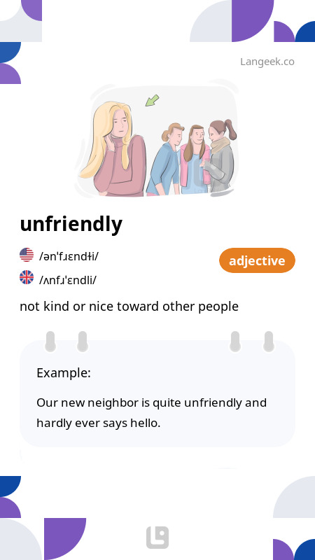 Definition & Meaning of "Unfriendly" | Picture Dictionary