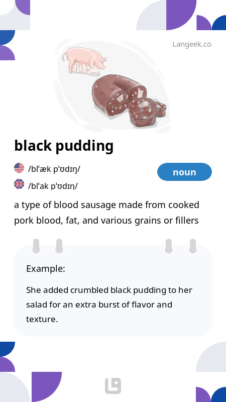 Definition & Meaning of "Black pudding" | LanGeek