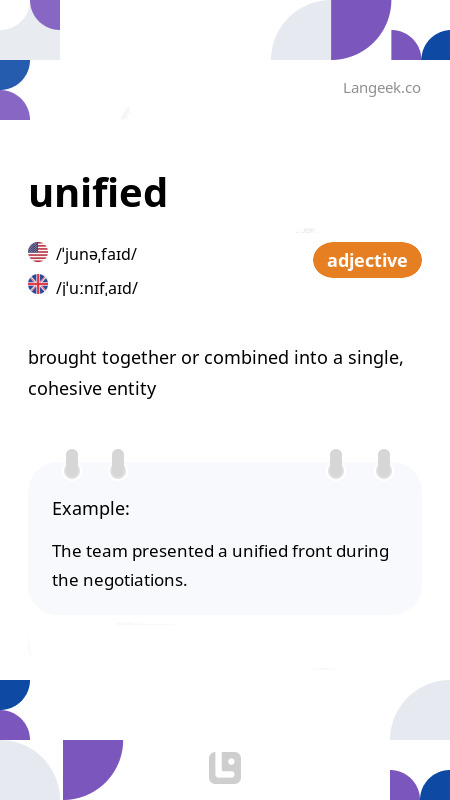 Definition & Meaning of "Unified" | LanGeek
