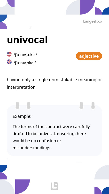 Definition & Meaning of "Univocal" | Picture Dictionary