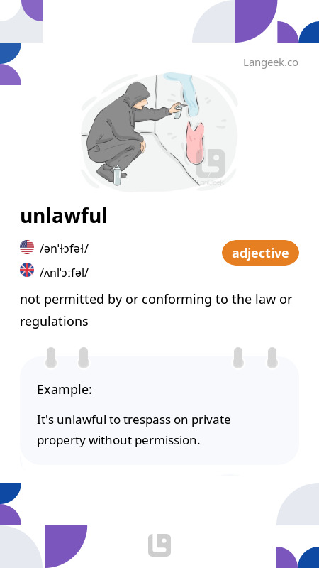 Definition & Meaning of "Unlawful" | Picture Dictionary
