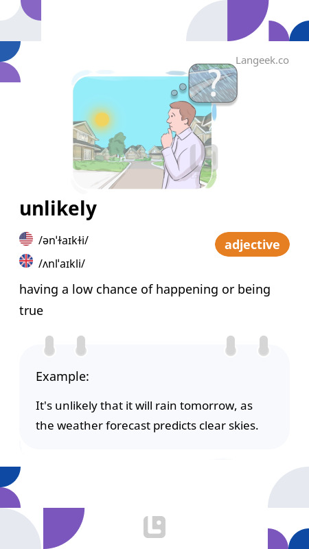 Definition & Meaning of "Unlikely" | Picture Dictionary