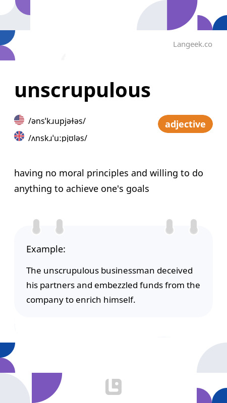 Definition & Meaning of "Unscrupulous" | Picture Dictionary