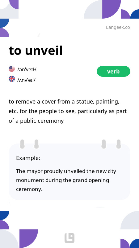 Definition & Meaning of "Unveil" | Picture Dictionary