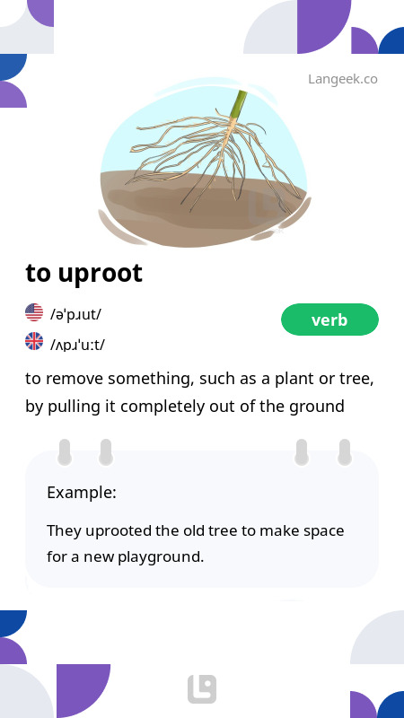 Definition & Meaning of "Uproot" | LanGeek