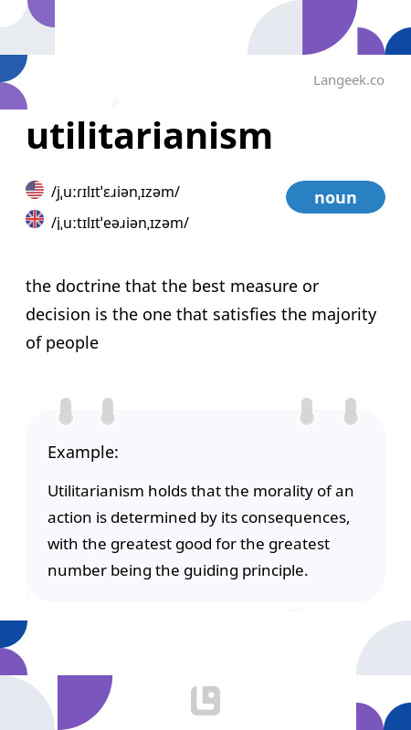 Definition & Meaning of "Utilitarianism" | Picture Dictionary