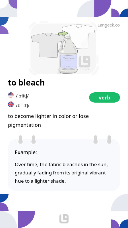Definition & Meaning of "Bleach" | LanGeek