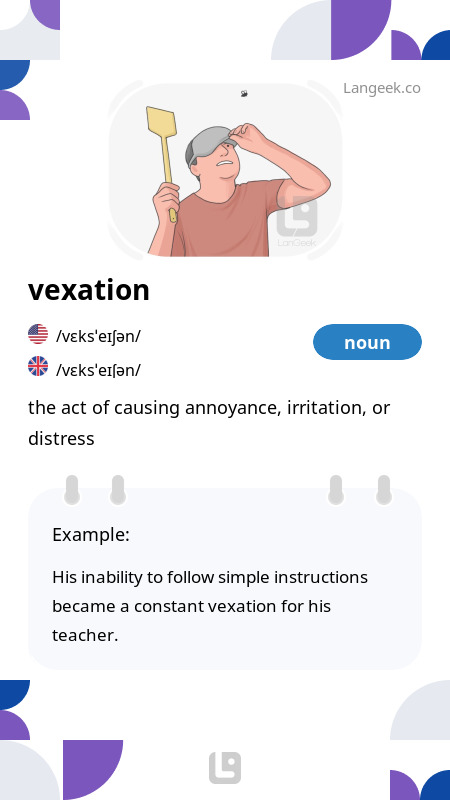 Definition & Meaning of "Vexation" | Picture Dictionary