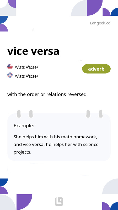 Definition & Meaning of "Vice versa" | Picture Dictionary