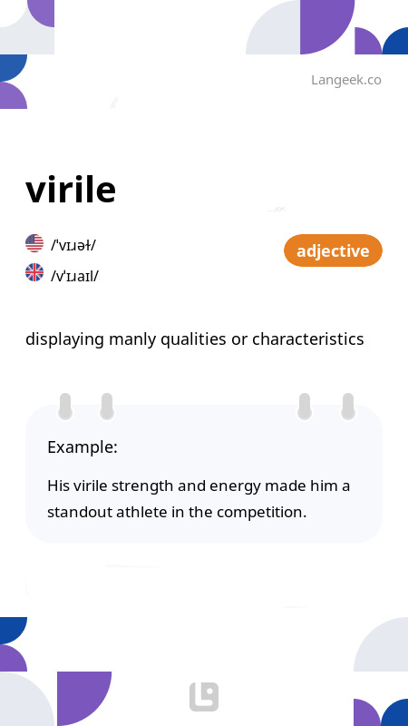 Definition & Meaning of "Virile" | Picture Dictionary