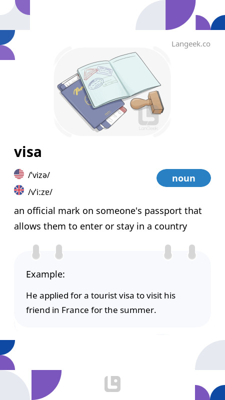Definition & Meaning of "Visa" | Picture Dictionary