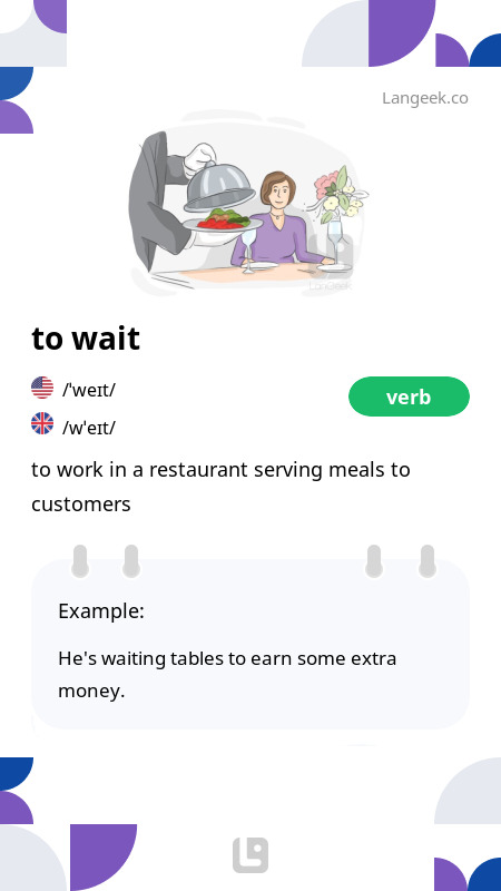 Definition & Meaning of "Wait" | LanGeek