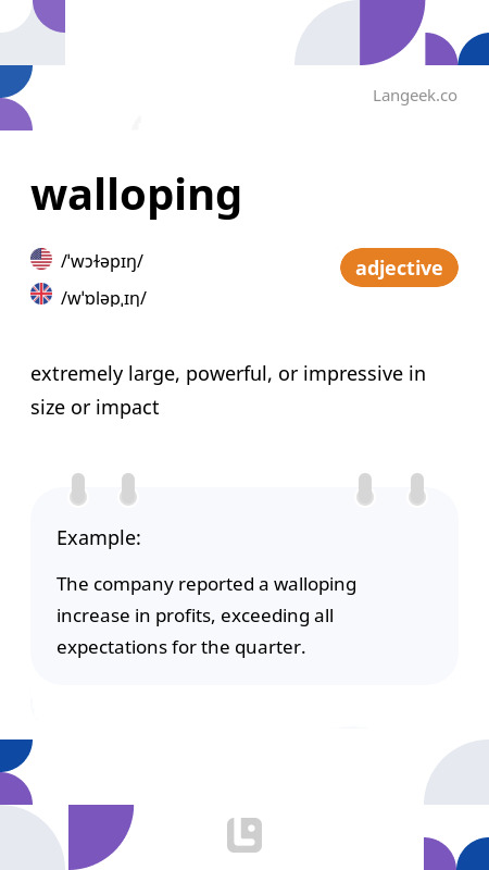Definition & Meaning of "Walloping" | Picture Dictionary