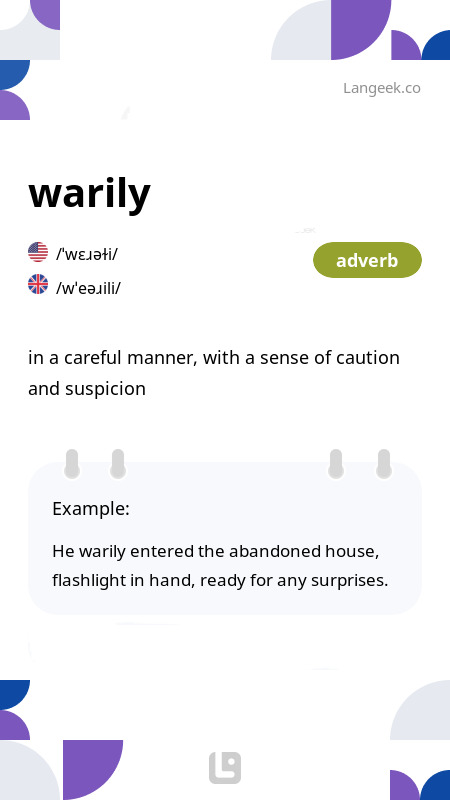 Definition & Meaning of "Warily" | Picture Dictionary