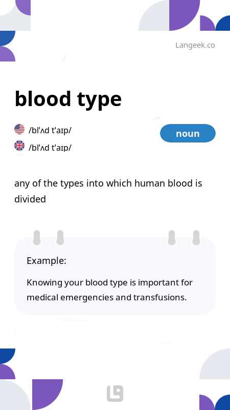 Definition & Meaning of "Blood type" | Picture Dictionary