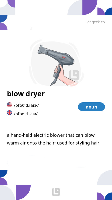 Definition & Meaning of "Blow dryer" | Picture Dictionary