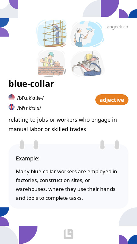 Definition & Meaning of "Blue-collar" | Picture Dictionary