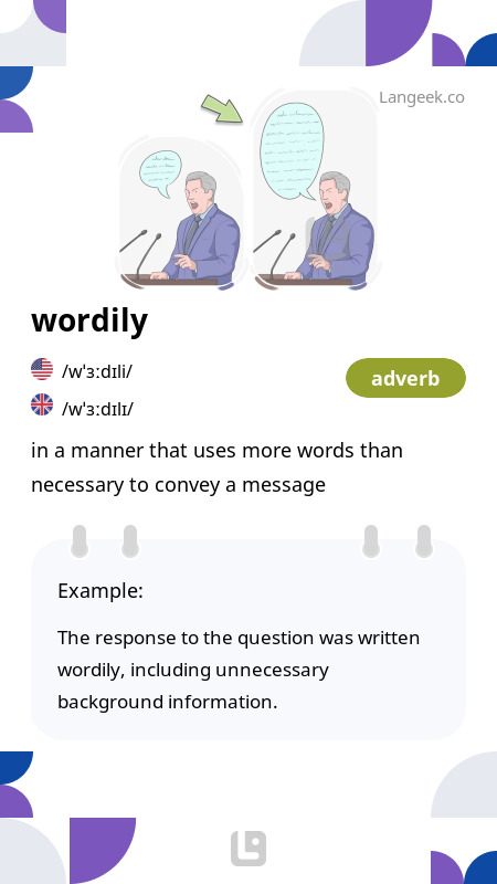 Definition & Meaning of "Wordily" | Picture Dictionary
