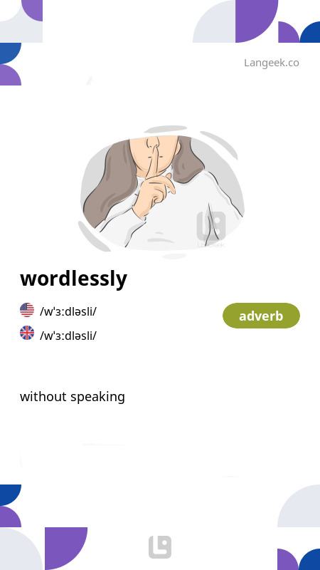 Definition & Meaning of "Wordlessly" | Picture Dictionary