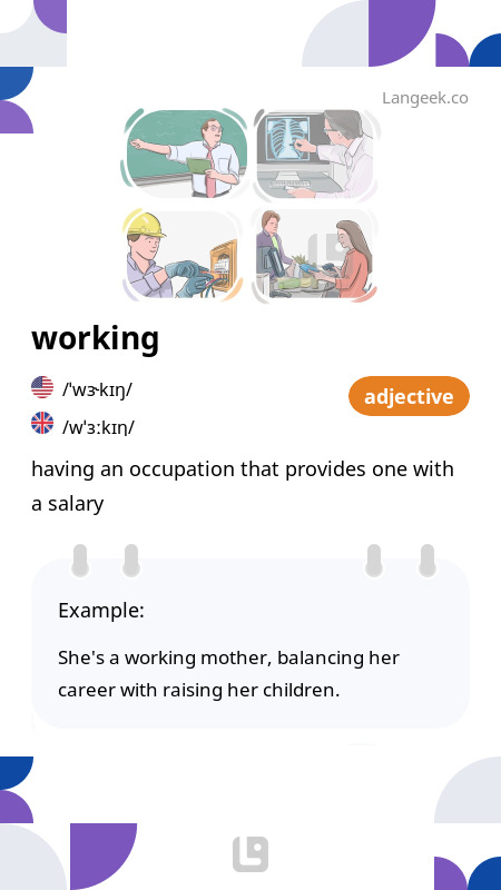 Definition & Meaning of "Working" | Picture Dictionary