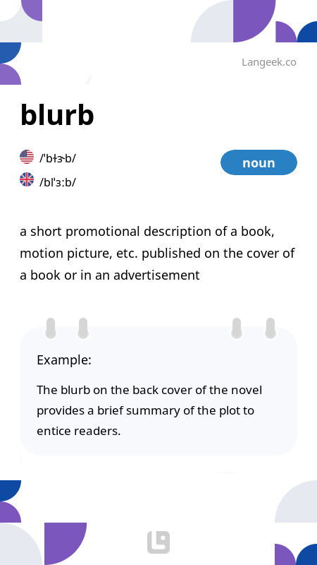 Definition & Meaning of "Blurb" | LanGeek