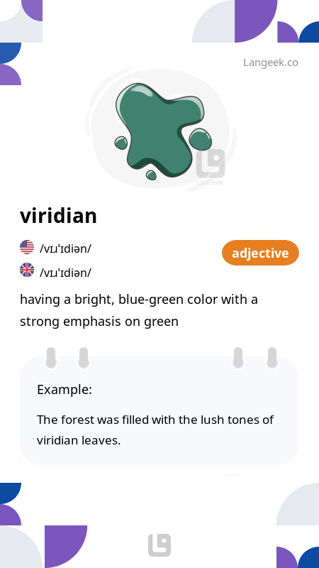 Definition & Meaning of "Viridian" | Picture Dictionary