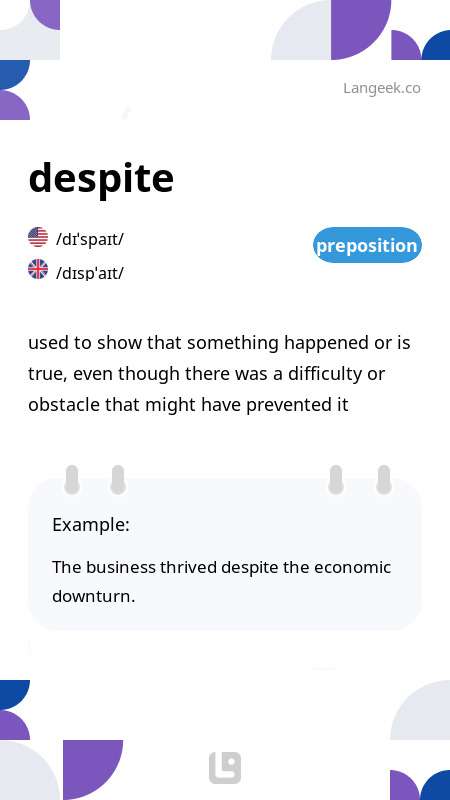 Definition & Meaning of "Despite" | Picture Dictionary