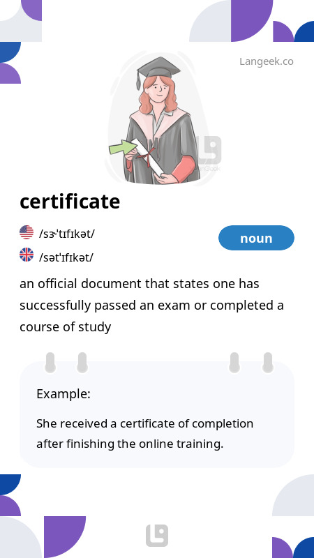 Definition & Meaning of "Certificate" | Picture Dictionary
