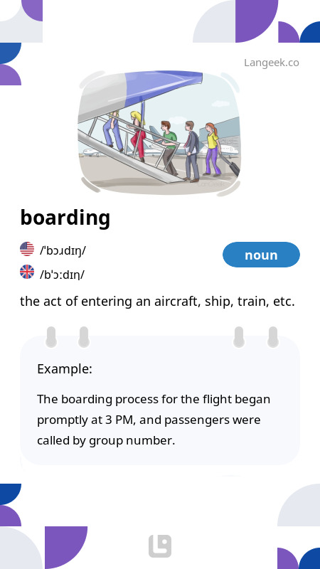 Definition & Meaning of "Boarding" | Picture Dictionary