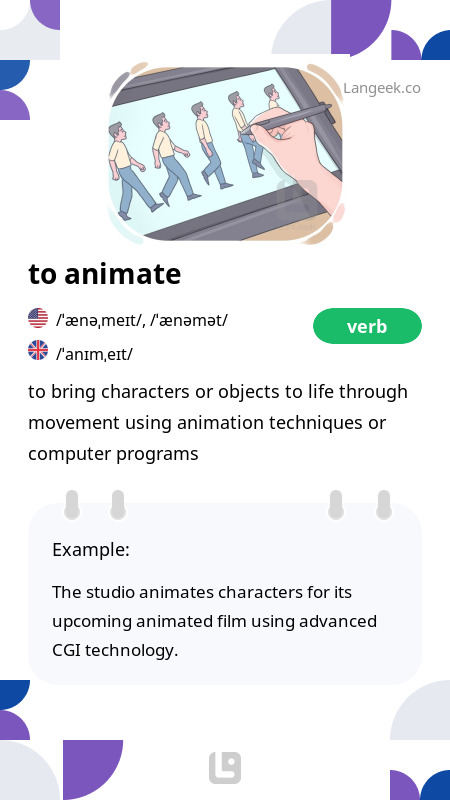 Definition & Meaning of "Animate" | Picture Dictionary