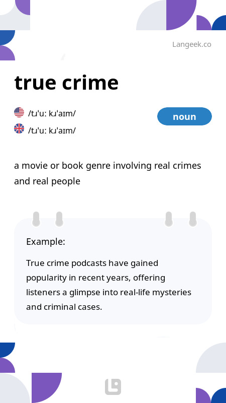 Definition & Meaning of "True crime" | Picture Dictionary
