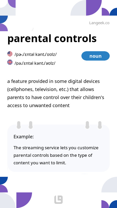 Definition & Meaning of "Parental controls" | Picture Dictionary