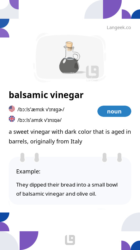 Definition & Meaning of "Balsamic vinegar" | Picture Dictionary