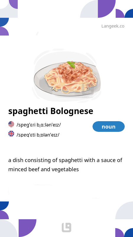 Definition & Meaning of "Spaghetti bolognese" | Picture Dictionary