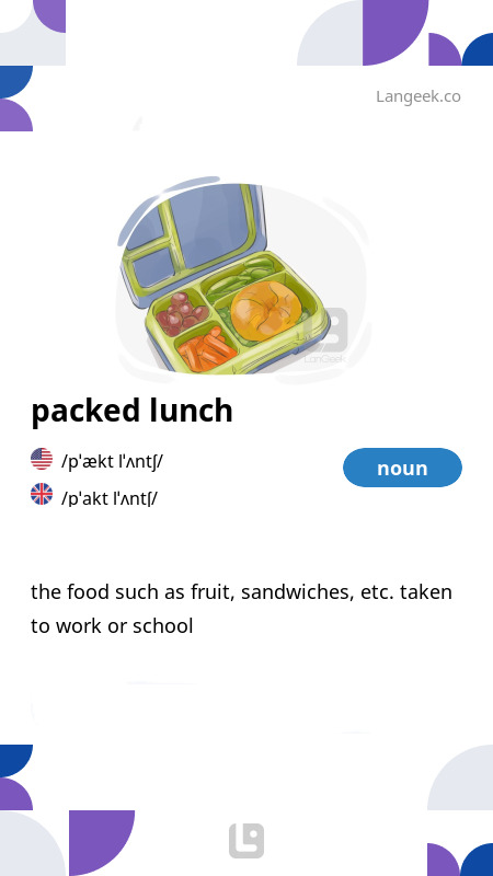 Definition & Meaning of "Packed lunch" | Picture Dictionary