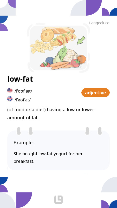 Definition & Meaning of "Low-fat" | Picture Dictionary