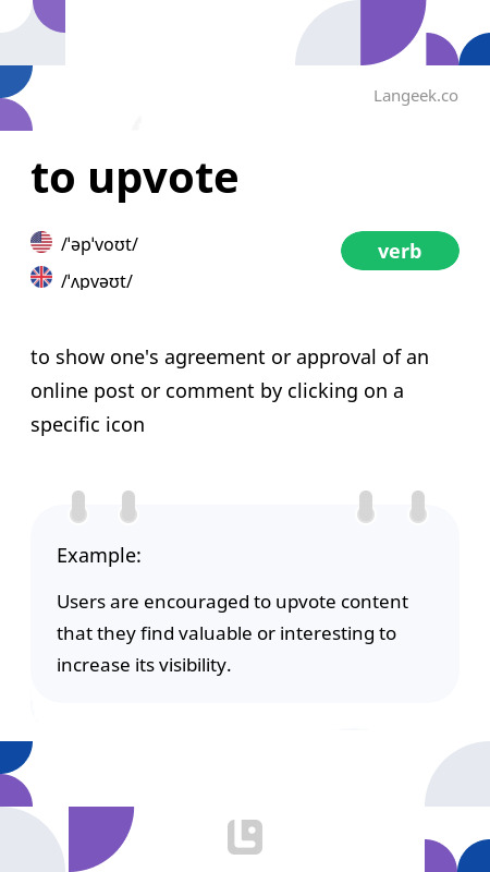 Definition & Meaning of "Upvote" | Picture Dictionary