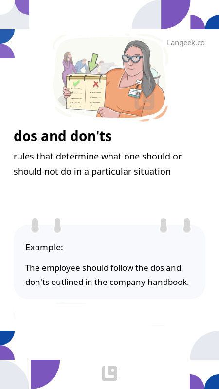 Definition & Meaning of "Dos and don'ts" | Picture Dictionary