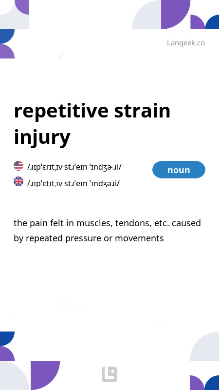Definition & Meaning of "Repetitive strain injury" | Picture Dictionary
