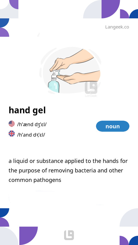Definition & Meaning of "Hand gel" | Picture Dictionary