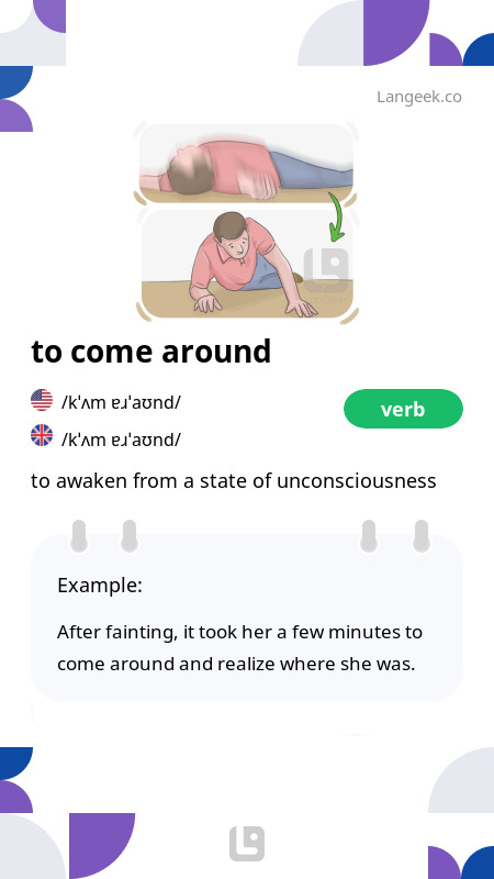 Definition & Meaning of "Come around" | Picture Dictionary